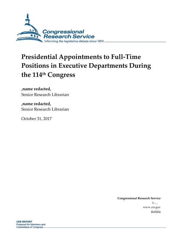 Presidential Appointments to Full-Time Positions in Executive ...
