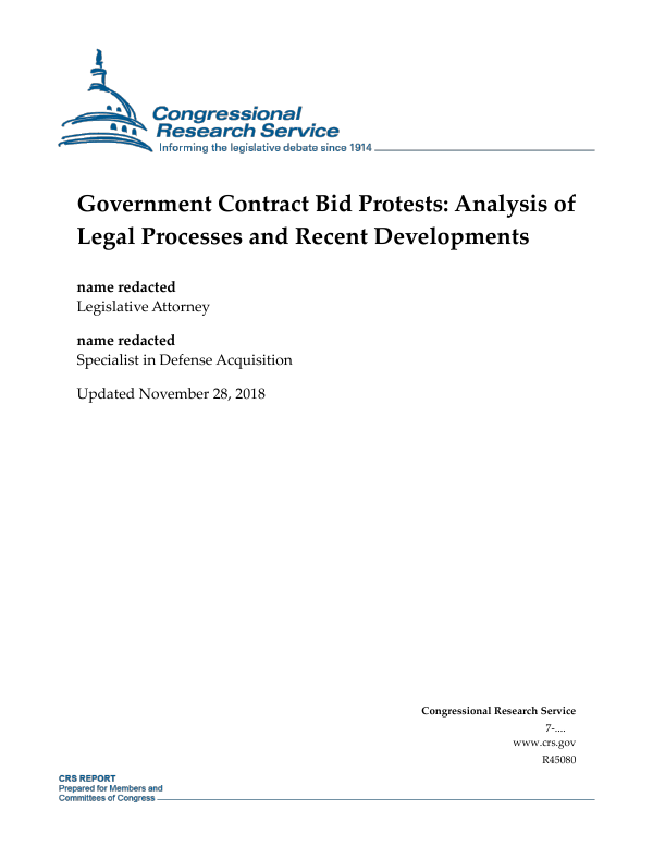 Government Contract Bid Protests: Analysis of Legal Processes and ...