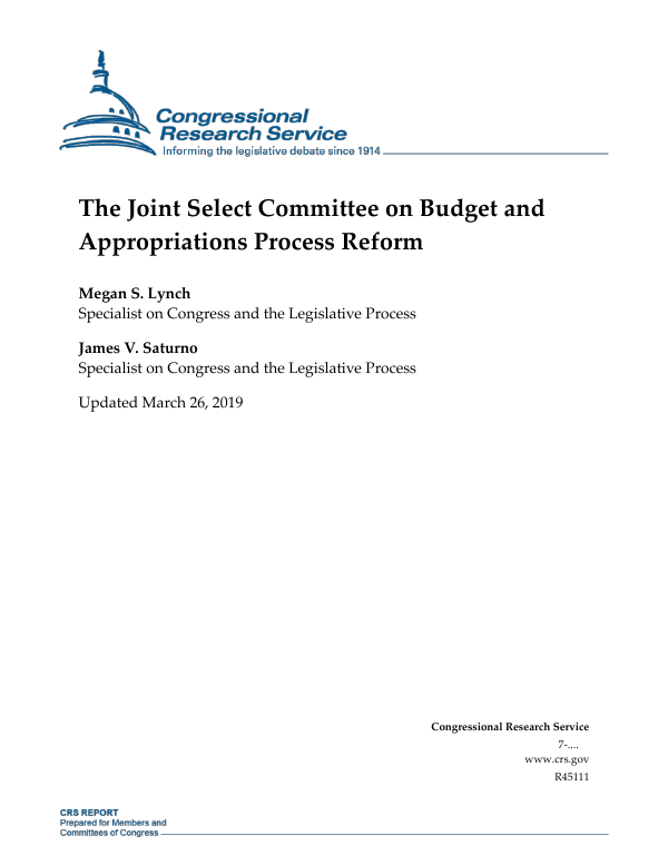 The Joint Select Committee on Budget and Appropriations Process Reform ...