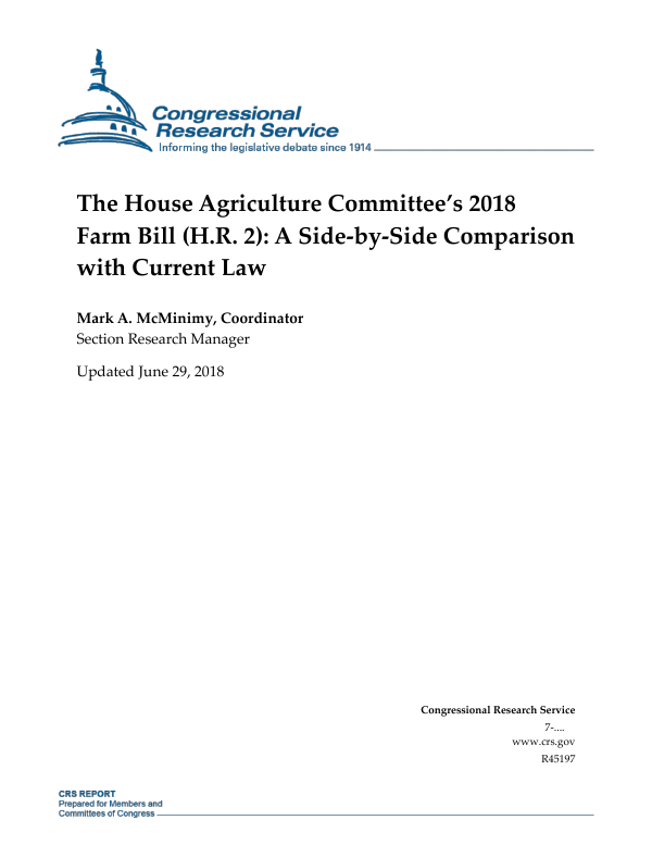The House Agriculture Committee’s 2018 Farm Bill (H.R. 2): A Side-by ...