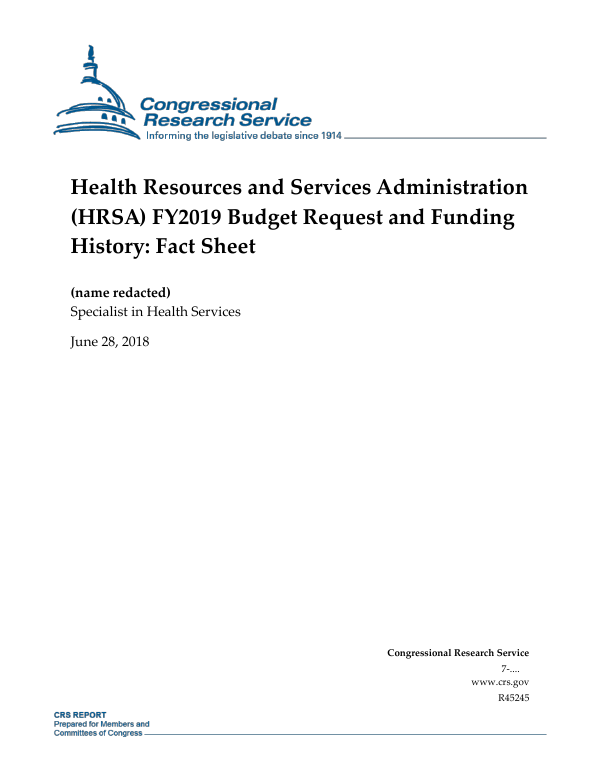 Health Resources and Services Administration (HRSA) FY2019 Budget ...