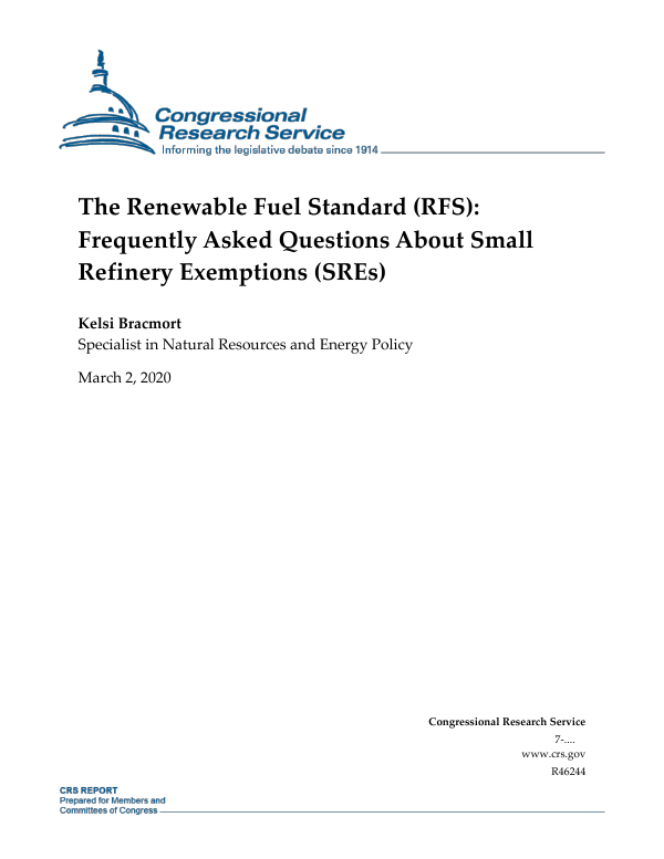 The Renewable Fuel Standard (RFS): Frequently Asked Questions About ...