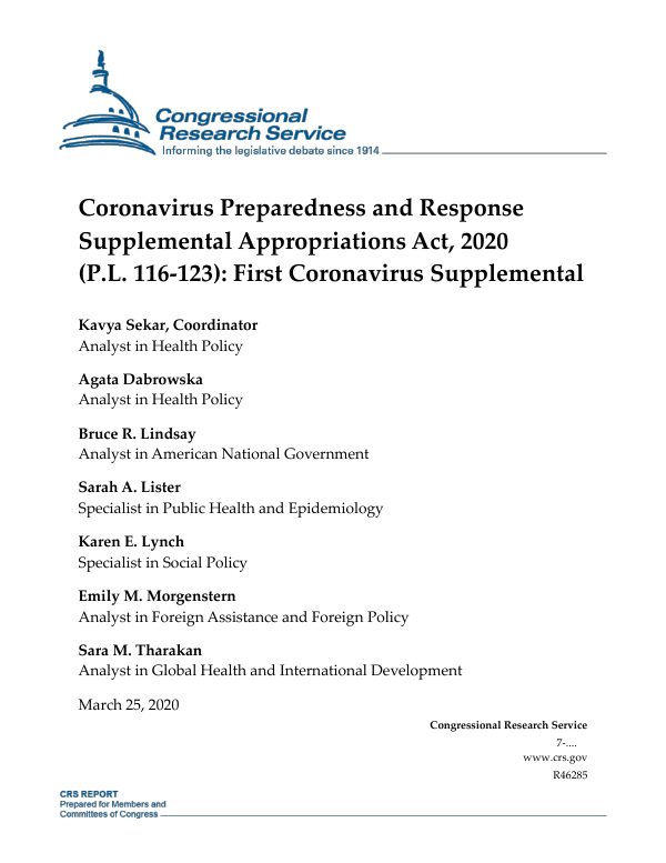 Coronavirus Preparedness and Response Supplemental Appropriations Act ...