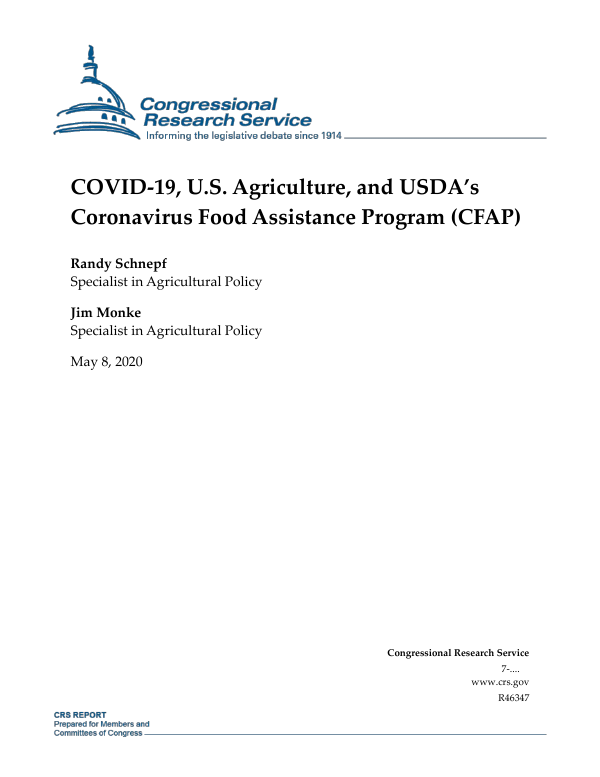 COVID-19, U.S. Agriculture, and USDA’s Coronavirus Food Assistance ...