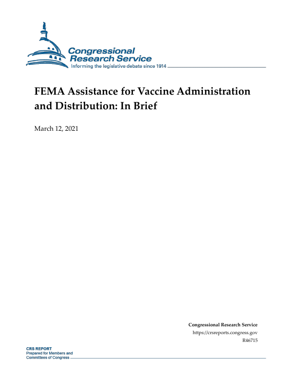 FEMA Assistance for Vaccine Administration and Distribution: In Brief ...