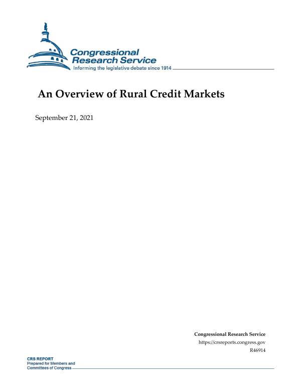 An Overview of Rural Credit Markets - EveryCRSReport.com
