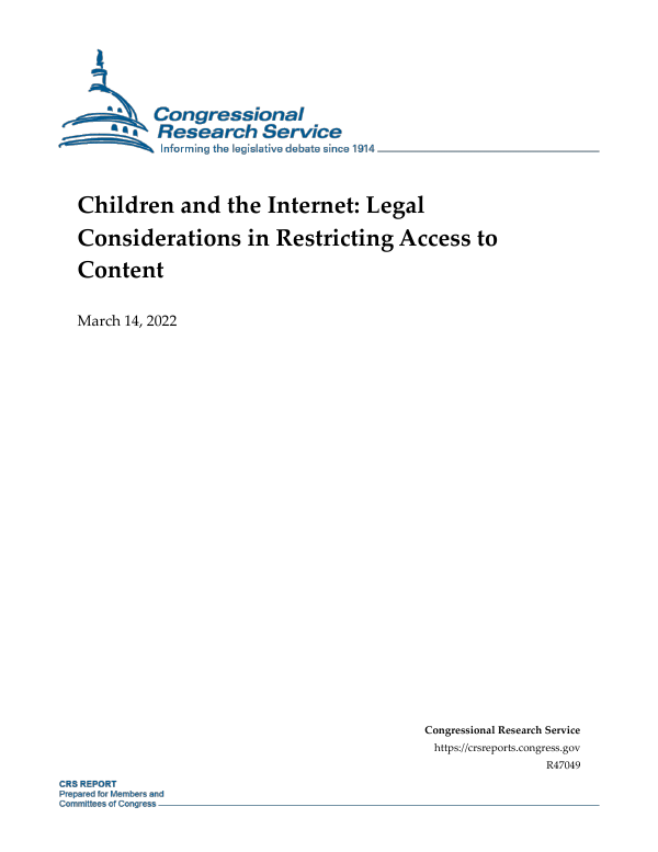 Children and the Internet: Legal Considerations in Restricting Access ...