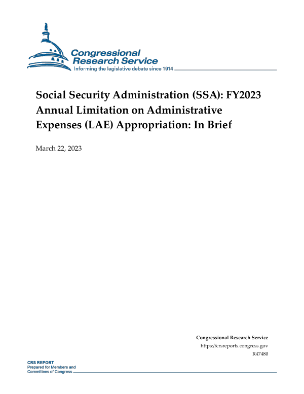 Social Security Administration (SSA): FY2023 Annual Limitation on ...