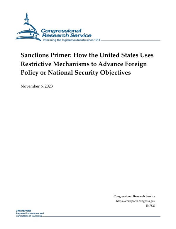 Sanctions Primer: How the United States Uses Restrictive Mechanisms to ...