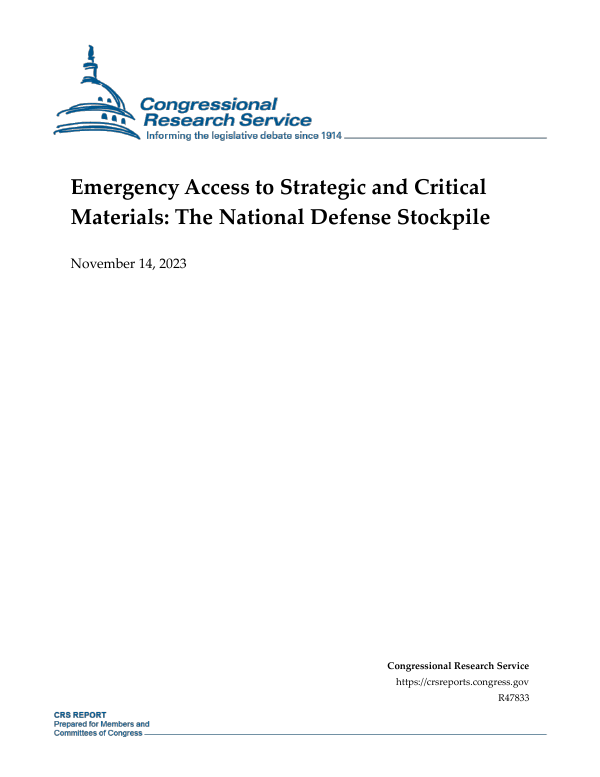Emergency Access to Strategic and Critical Materials: The National ...