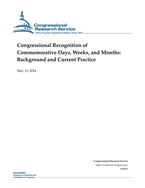 Congressional Recognition of Commemorative Days, Weeks, and Months ...