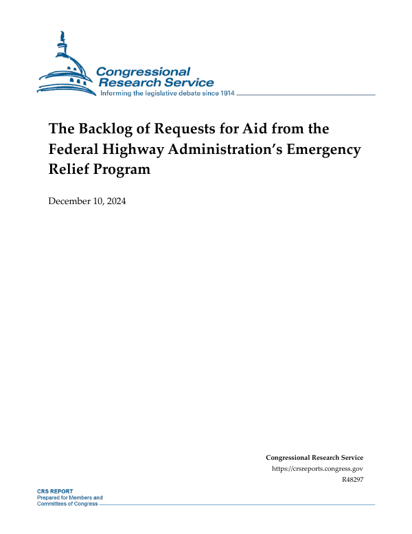 The Backlog of Requests for Aid from the Federal Highway Administration ...