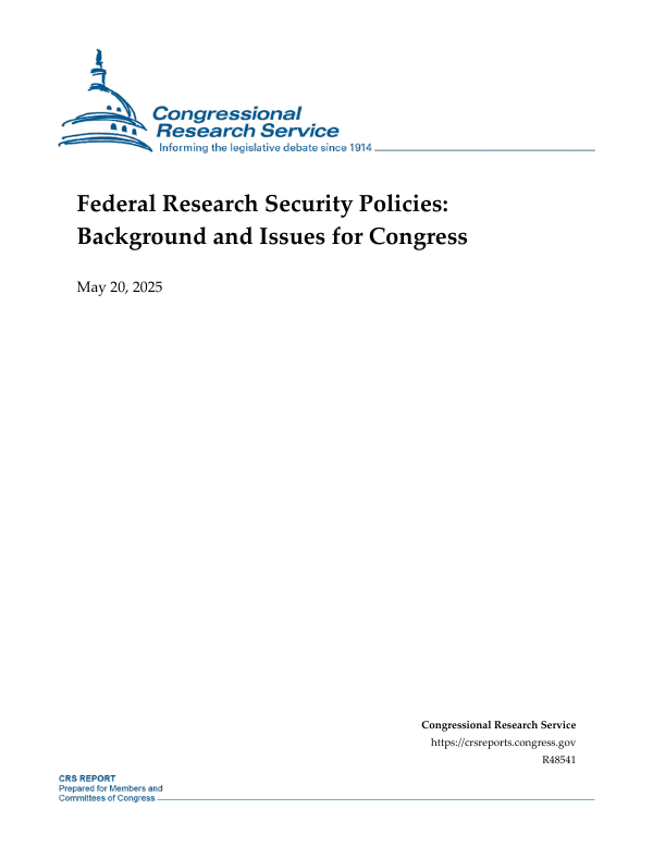 Federal Research Security Policies: Background and Issues for Congress ...