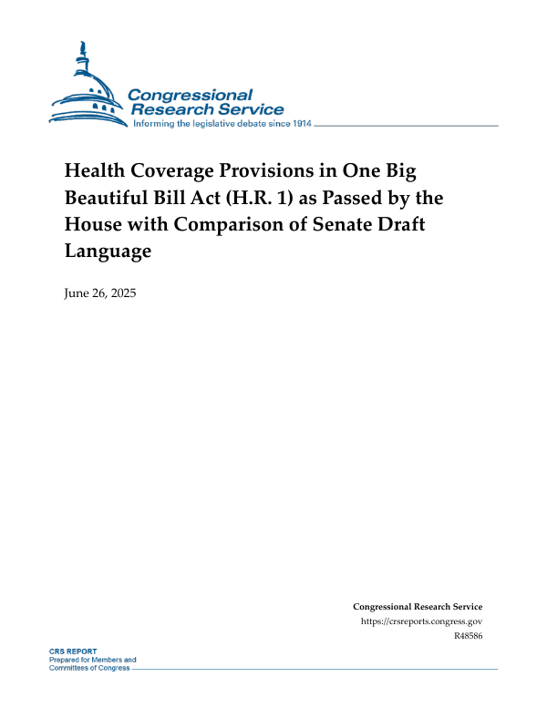 Health Coverage Provisions in One Big Beautiful Bill Act (H.R. 1) as ...