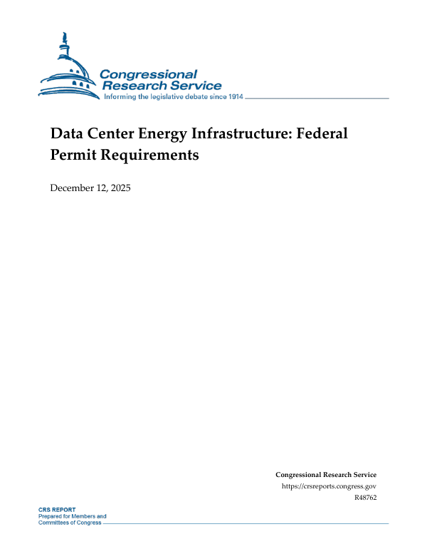 Data Center Energy Infrastructure: Federal Permit Requirements ...