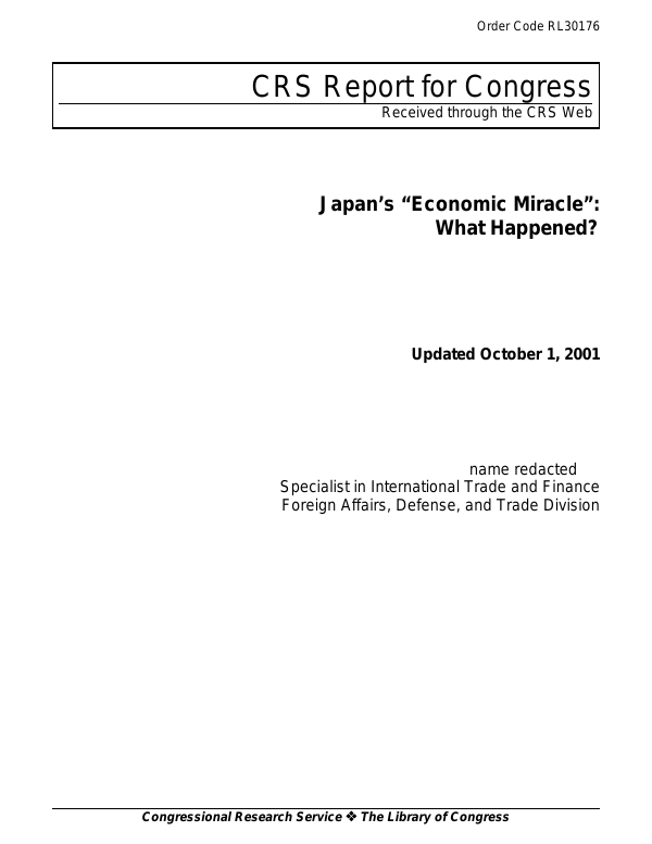 Japan's "Economic Miracle": What Happened? - EveryCRSReport.com