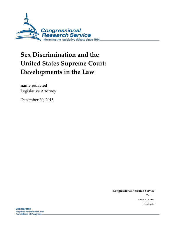 Sex Discrimination and the United States Supreme Court: Developments in ...