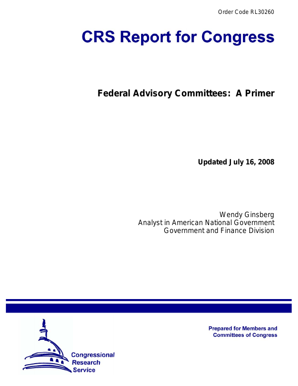 Federal Advisory Committees: A Primer - EveryCRSReport.com