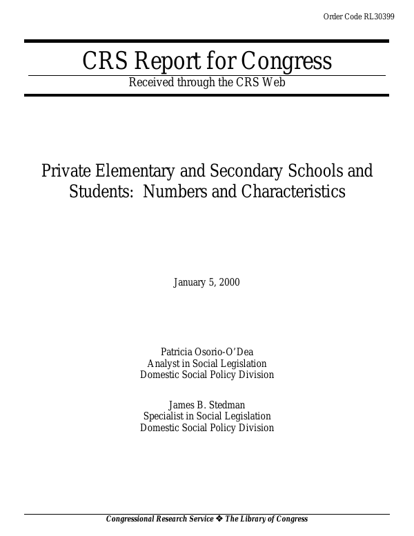 Private Elementary and Secondary Schools and Students: Numbers and ...