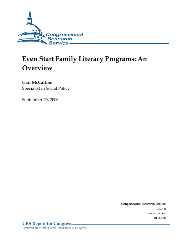 Even Start Family Literacy Programs: An Overview - EveryCRSReport.com