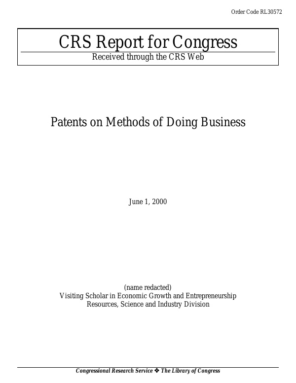 Patents on Methods of Doing Business - EveryCRSReport.com