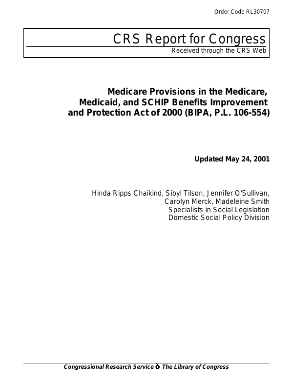 Medicare Provisions in the Medicare, Medicaid, and SCHIP Benefits ...