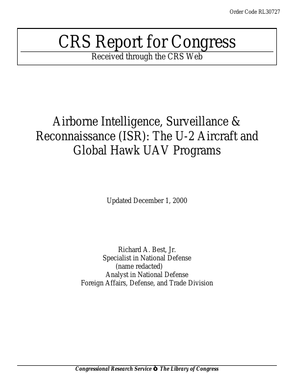 Airborne Intelligence, Surveillance, and Reconnaissance (ISR): The U-2 ...