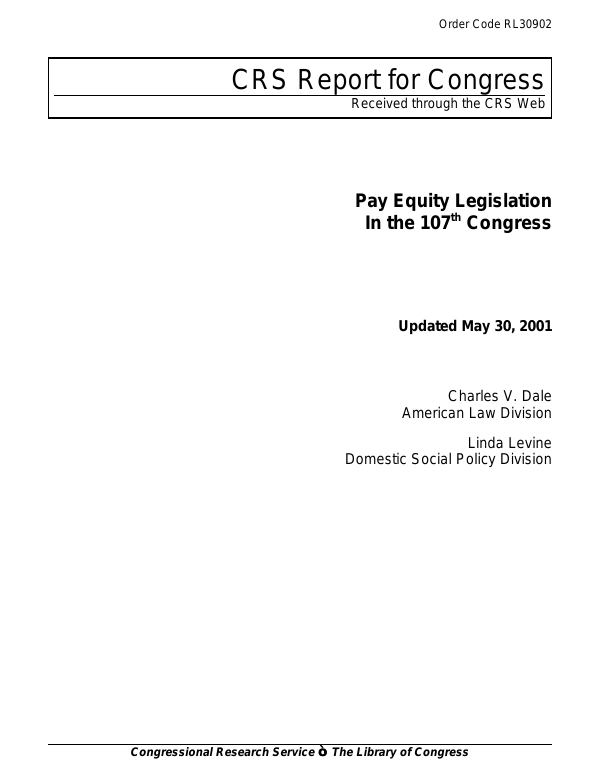 Pay Equity Legislation in the 107th Congress - EveryCRSReport.com