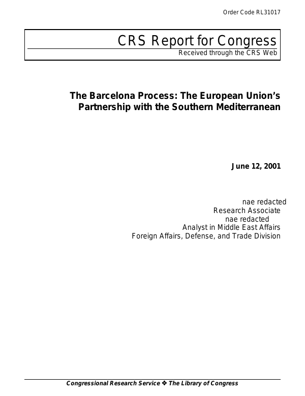The Barcelona Process: The European Union's Partnership with the ...