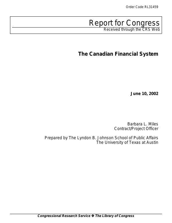 The Canadian Financial System - EveryCRSReport.com