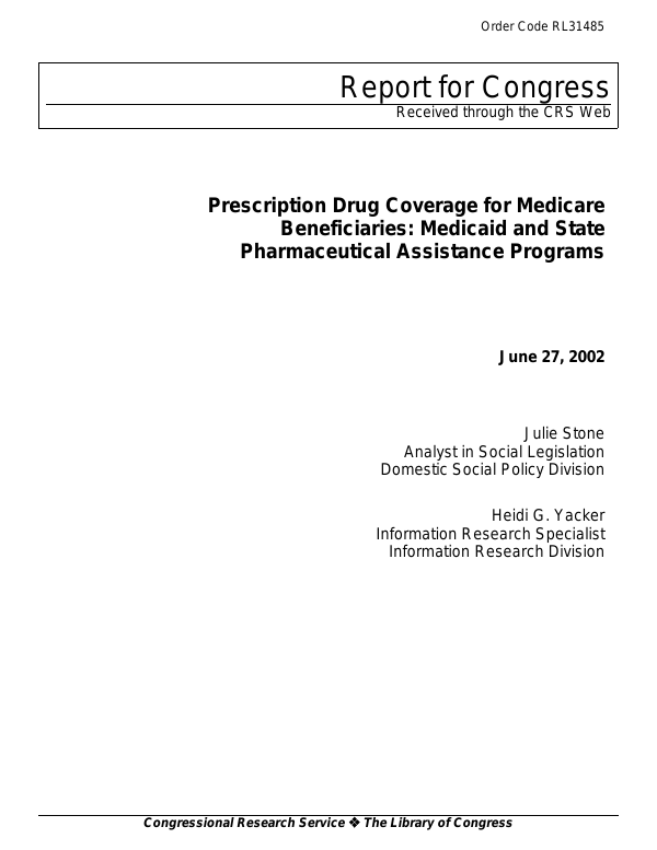 Prescription Drug Coverage for Medicare Beneficiaries: Medicaid and ...