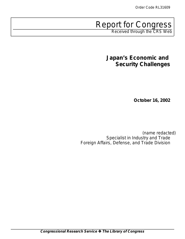 Japan's Economic and Security Challenges - EveryCRSReport.com