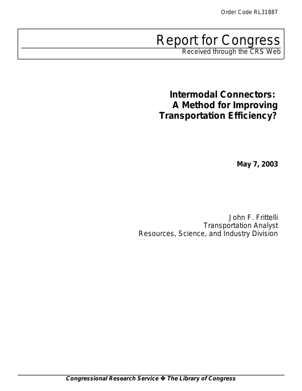 Intermodal Connectors: A Method For Improving Transportation Efficiency ...