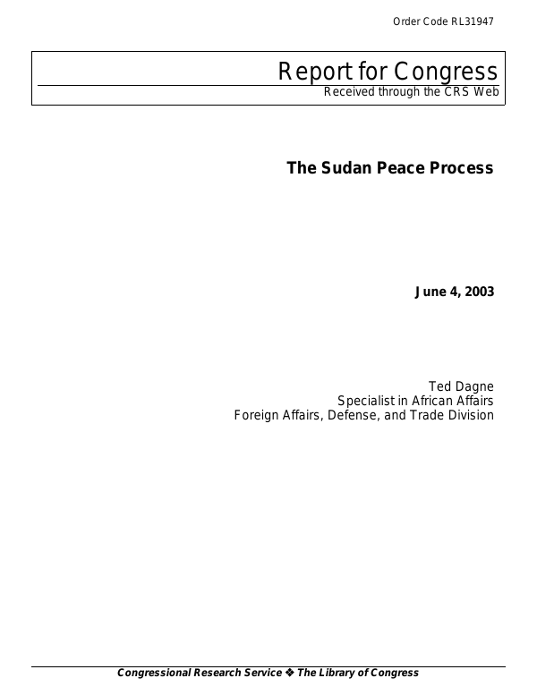 The Sudan Peace Process - EveryCRSReport.com