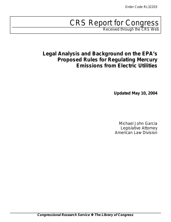 Legal Analysis and Background on the EPA's Proposed Rules for ...