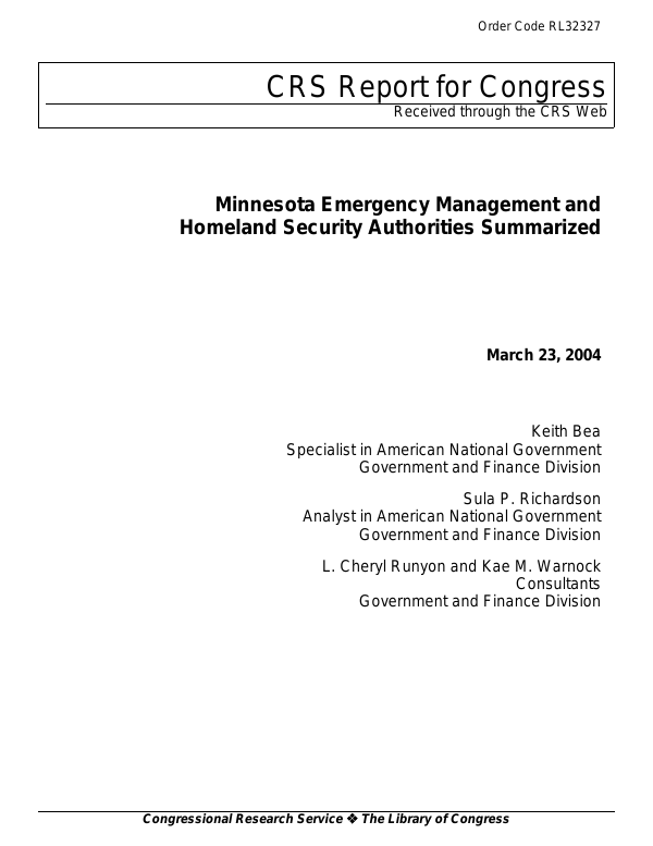 Minnesota Emergency Management and Homeland Security Authorities ...