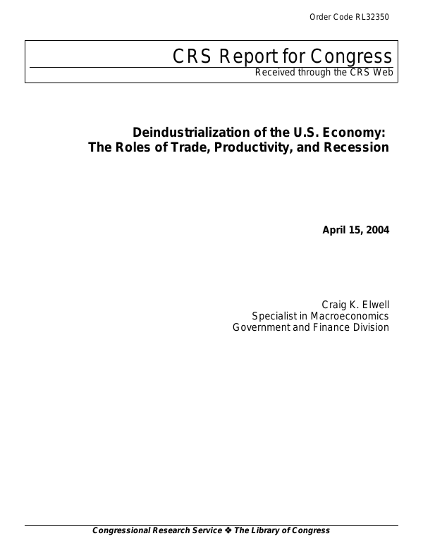 Deindustrialization of the U.S. Economy: The Roles of Trade ...