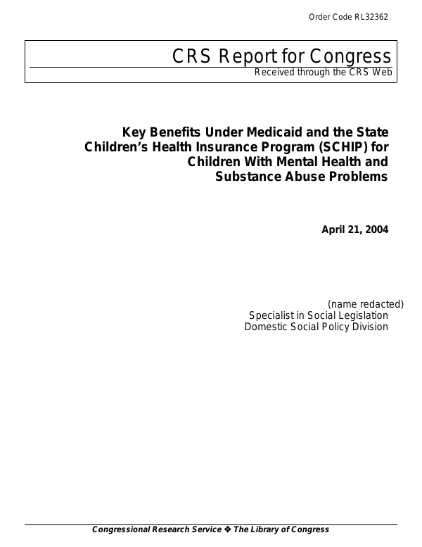 Key Benefits Under Medicaid and the State Children's Health Insurance ...
