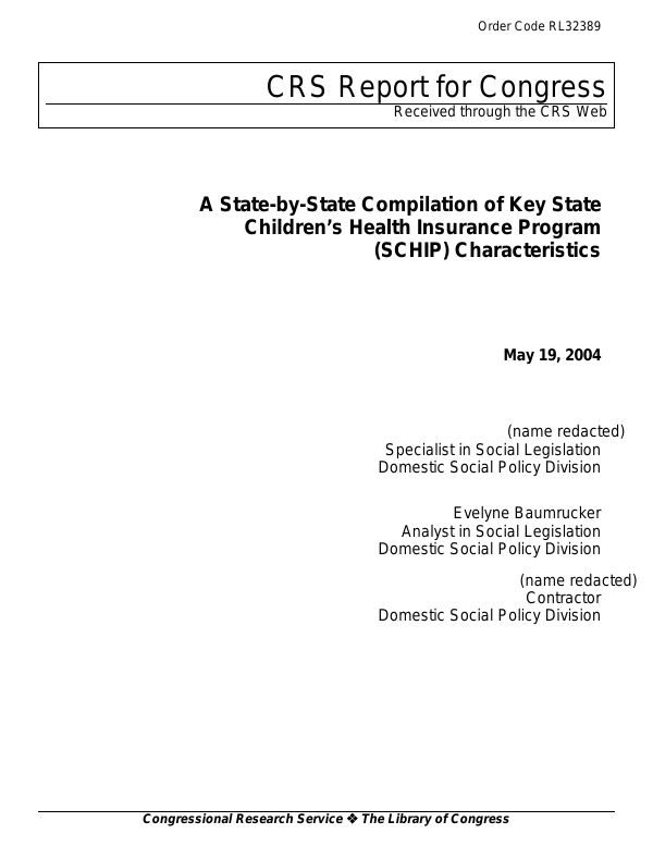 A State-by-State Compilation of Key State Children's Health Insurance ...