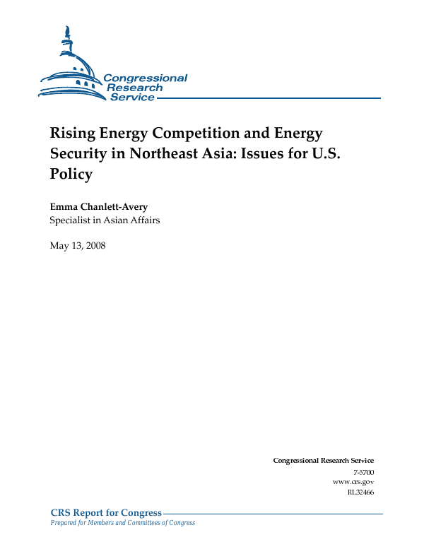 Rising Energy Competition and Energy Security in Northeast Asia: Issues ...