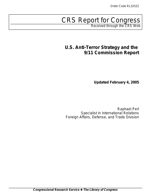 U.S. Anti-Terror Strategy and the 9/11 Commission Report ...
