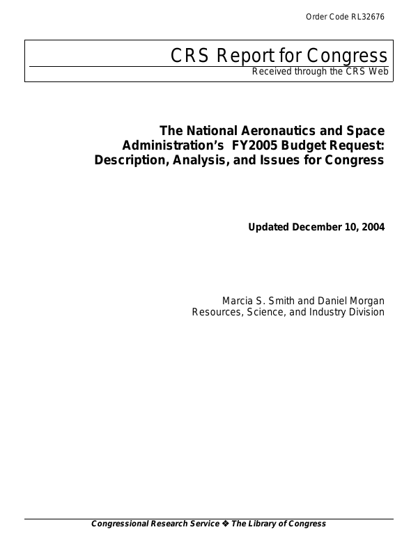 The National Aeronautics and Space Administration’s FY2005 Budget ...