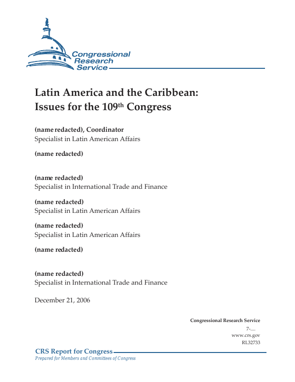 Latin America and the Caribbean: Issues for the 109th Congress ...