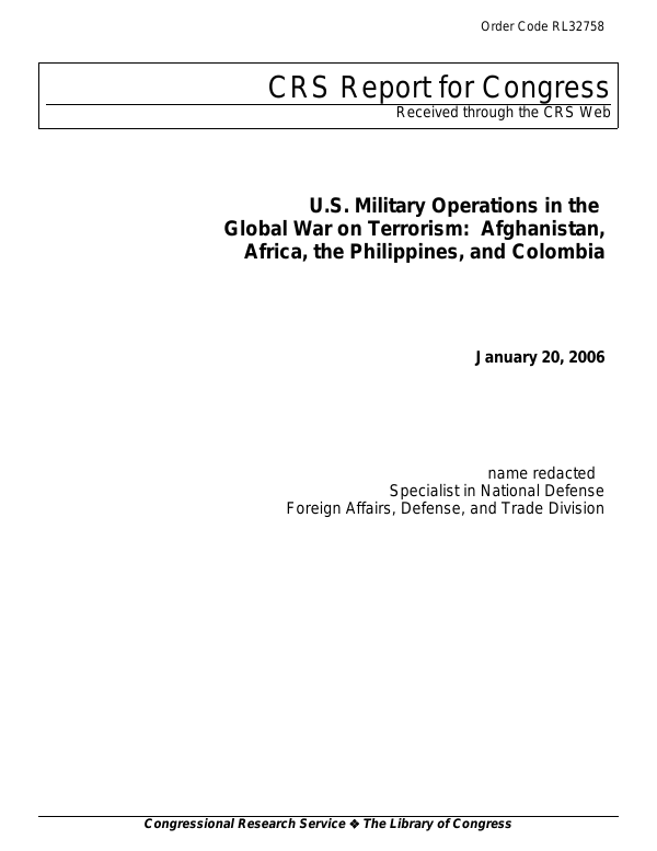 U.S. Military Operations in the Global War on Terrorism: Afghanistan ...
