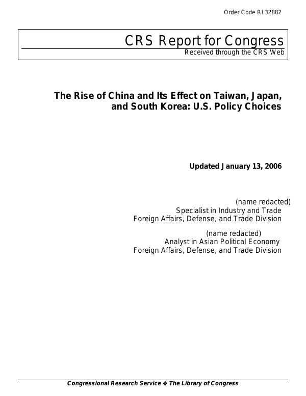 The Rise of China and Its Effect on Taiwan, Japan, and South Korea: U.S ...