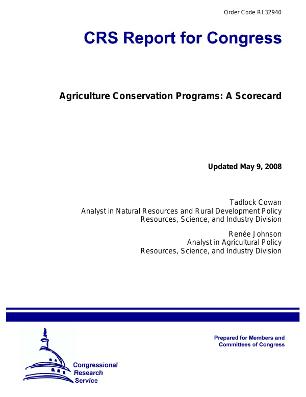 Agriculture Conservation Programs: A Scorecard - EveryCRSReport.com