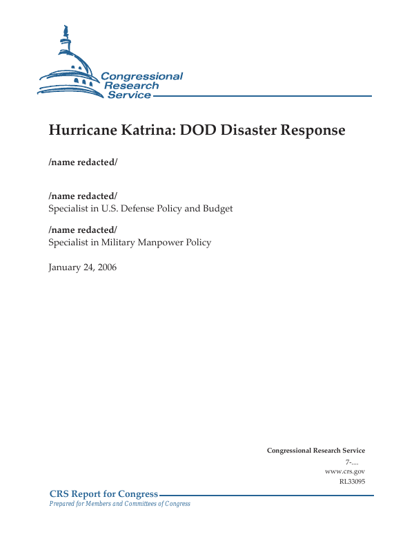 Hurricane Katrina: DOD Disaster Response - EveryCRSReport.com