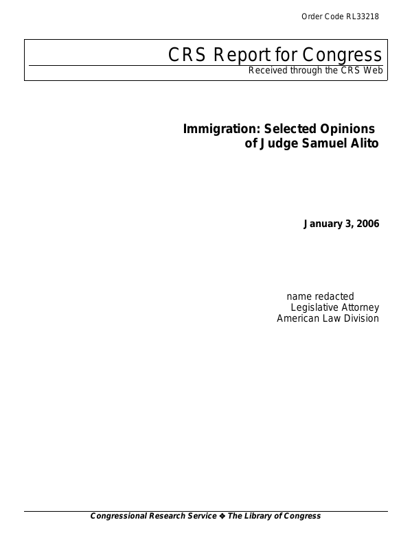 Immigration: Selected Opinions of Judge Samuel Alito - EveryCRSReport.com