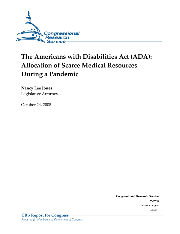 The Americans with Disabilities Act (ADA): Allocation of Scarce Medical ...