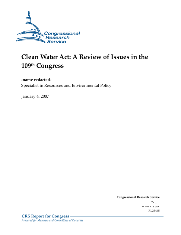Clean Water Act: A Review of Issues in the 109th Congress ...